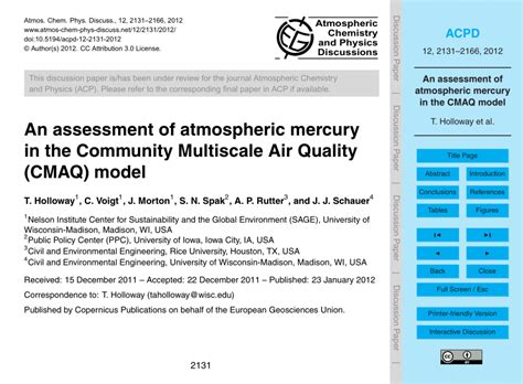 Pdf An Assessment Of Atmospheric Mercury In The Community Multiscale