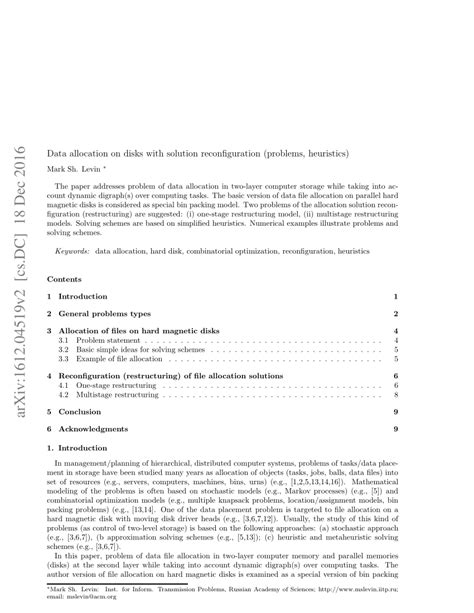 Pdf Data Allocation On Disks With Solution Reconfiguration Problems Heuristics