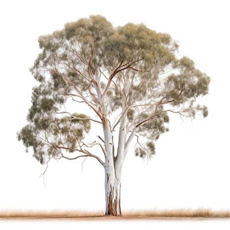 Tall Eucalyptus Tree With Broad Canopy In Natural Grassland Premium Ai Generated Image