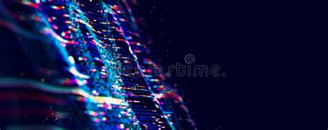 Abstract Big Data Digital Stream Waves Information Flow Concept Llm Learning Process Ai