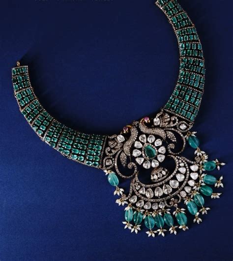 Festive Necklace Ideas Green Gemstone Necklace Design Intricate