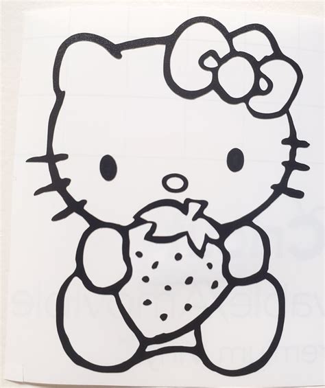 Cute Hello Kitty With Strawberry Sticker Vinyl Decal Windows Laptops