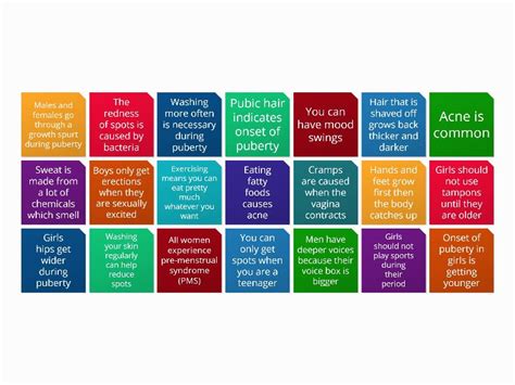 True Or False Puberty Flip Tiles