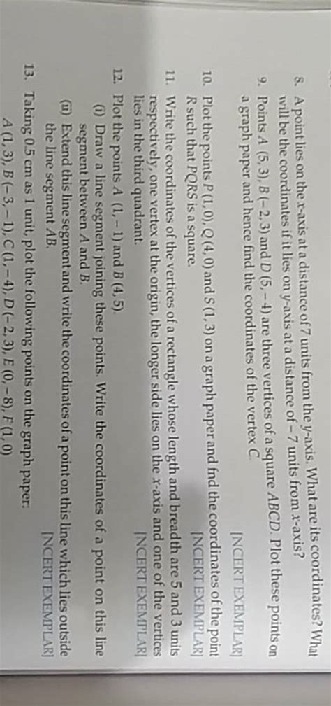 A Point Lies On The X Axis At A Distance Of 7 Units From The Y Axis What