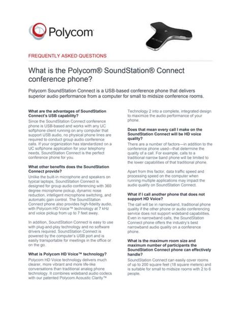 Polycom Sound Station Connect Faq Pdf