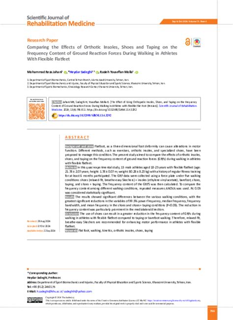 Pdf Comparing The Effects Of Orthotic Insoles Shoes And Taping On The Frequency Content Of