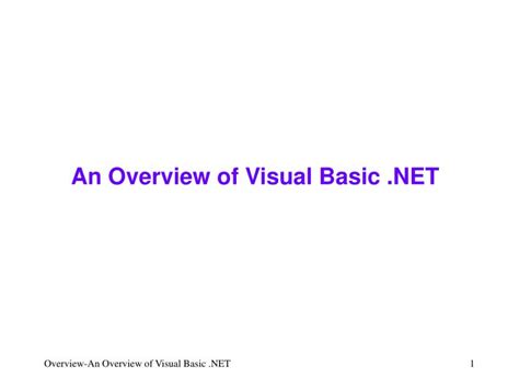 Ppt An Overview Of Visual Basic Net Powerpoint Presentation Free