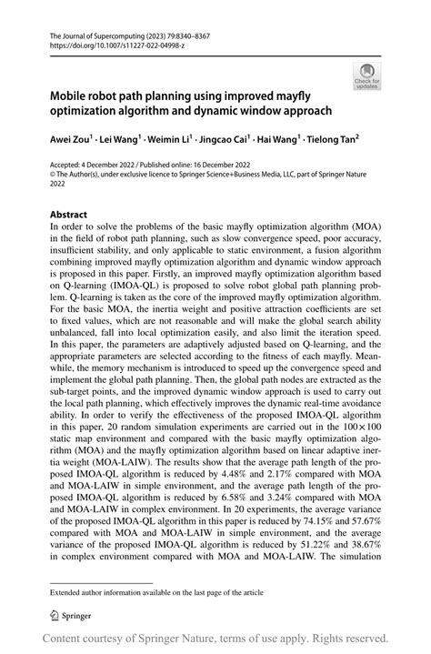 mobile robot path planning using improved mayfly optimization algorithm