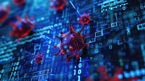 System Hacking With Info Message Background With A Code On A Blue Background And A Virus Warning