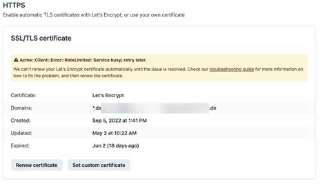 Lets Encrypt Rate Limited Error For Almost 3 Weeks Now Support