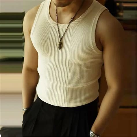 Mens Tank Top Vest Top Undershirt Sleeveless Shirt Sleeveless Crew