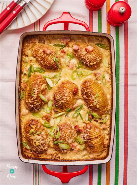 Hasselback Potato And Bacon Bake Pinch Of Nom