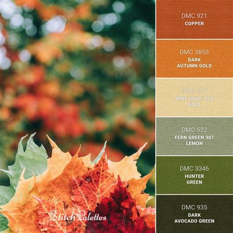 An Autumn Color Scheme With Orange Yellow And Green Leaves