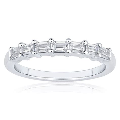 58ctw Emerald Diamond White Gold Wedding Band Embrace Collection