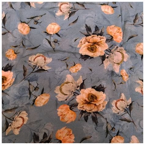 Grey Floral Chinnon Digital Print Adwikaa