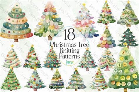 Christmas Tree Knitting Pattern Bundle Graphic By Janecreative · Creative Fabrica