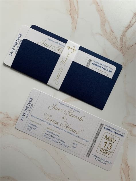 Navy Boarding Pass Invite Jp Plush For Wedding Wedding