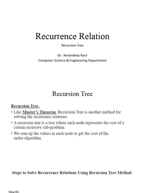 Recurrence Relation Recursion Tree Pdf Recurrence Relation Theory