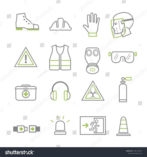 Work Safety Protection Line Icon Set Stock Vector Royalty Free 1346158181 Shutterstock