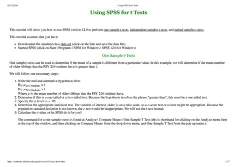 Using SPSS For T Tests Using SPSS For T Tests Using SPSS For T Tests This Tutorial