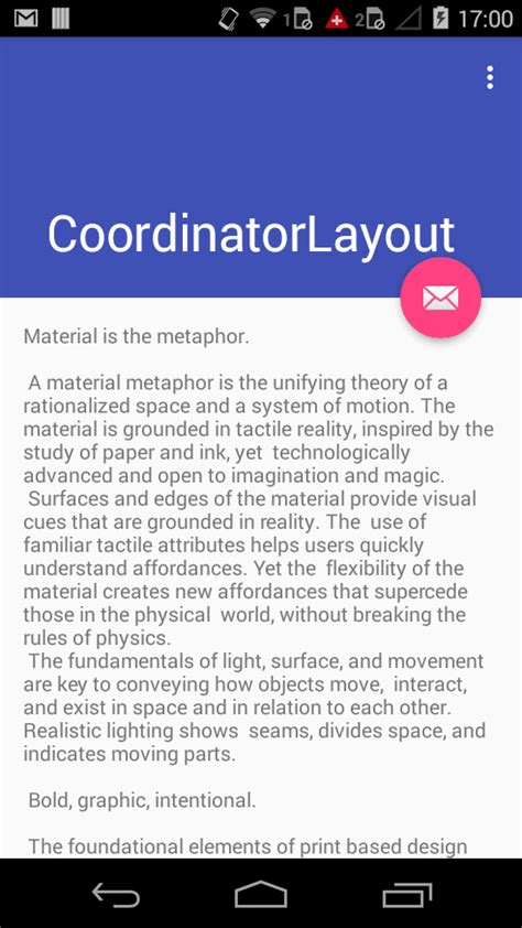 coordinator layout in android