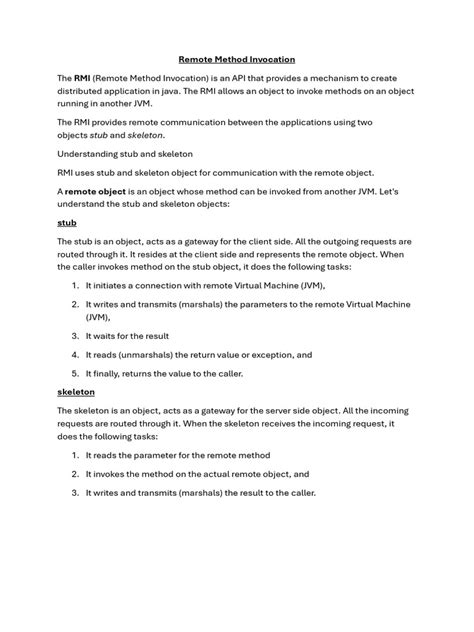 Remote Method Invocation Sir Wale Pdf Systems Architecture Computing