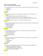 PSYC 101 Chapter 10 HW Docx Rida Mohsin PSYC 101 General Psychology Chapter 10 Homework