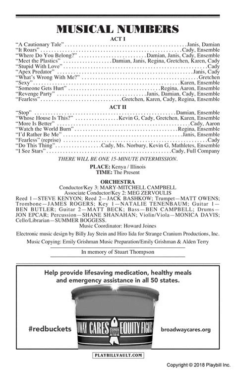 Mean Girls Broadway August Wilson Theatre 2018 Playbill