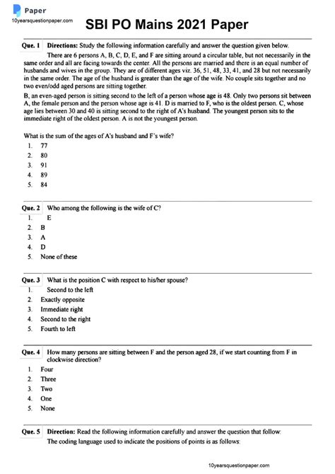 Sbi Po Mains Question Paper 2021 With Solution