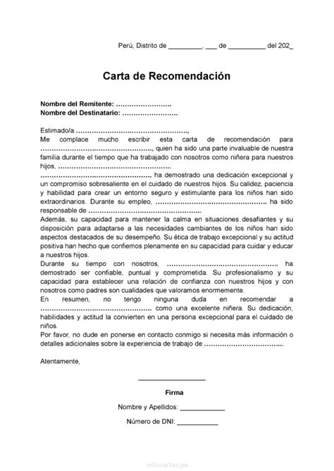 ᐅ Carta de Recomendación para Niñera Formato 2025