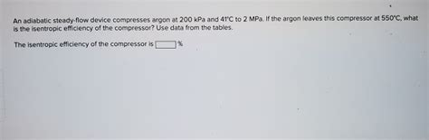 Solved An Adiabatic Steady Flow Device Compresses Argon At