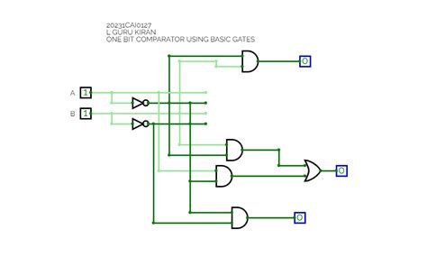 Circuitverse One Bit Comparator Using Basic Gates