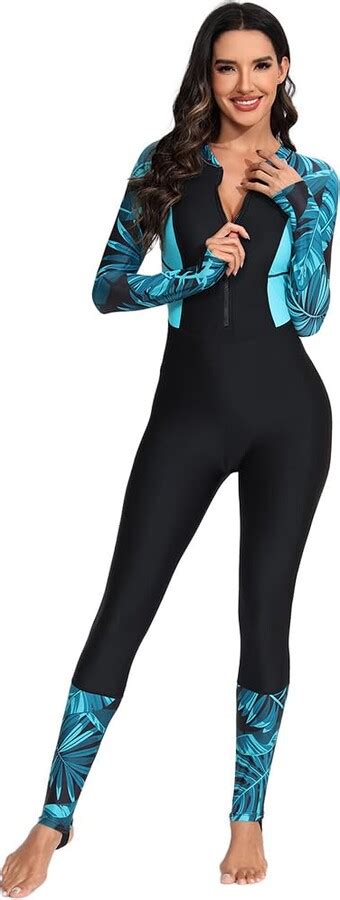 Imekis Womens Full Body Rash Guard Swimsuit Long Sleeve Tropical One