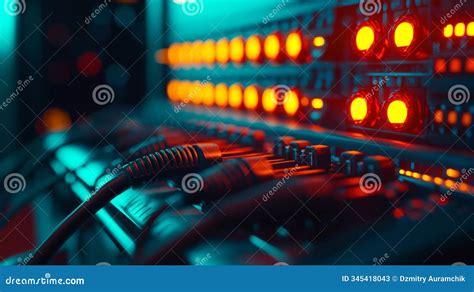 Blinking Leds On A Network Connection In A Server Room During Late Hours Highlighting