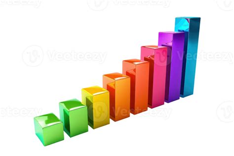 Colorful 3d Bar Chart Illustration Representing Business Growth And Financial Success Isolated