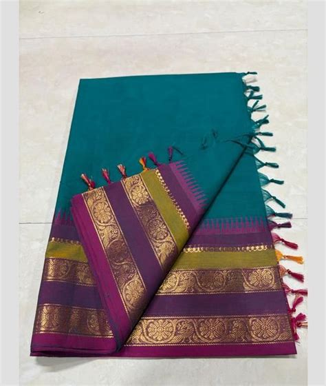Kanchi Cotton Sarees With Kanchi Border Design Online From Weavers