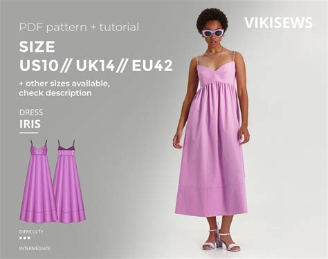 Iris Dress Digital Pattern Pdf Sewing Pattern With Tutorial Size US UK EU Etsy