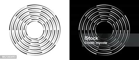 원 추상 배경에 있는 선입니다 다이나믹 트랜지션 착시 흰색 배경에 검은색 모양과 검은색 면에 동일한 흰색 모양입니다 강렬하고 밝은 색상에 대한 스톡 벡터 아트 및 기타