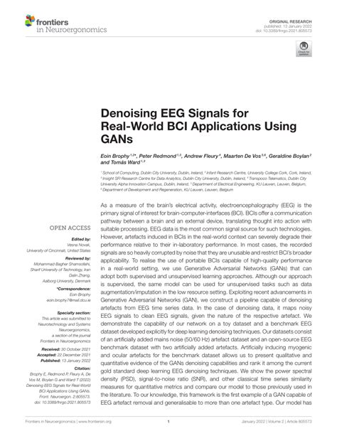 pdf denoising eeg signals for real world bci applications using gans