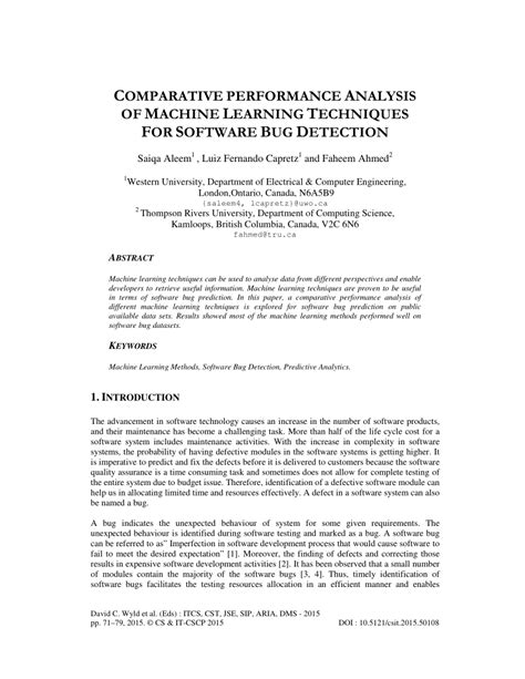 Pdf Comparative Performance Analysis Of Machine Learning Techniques For Software Bug Detection