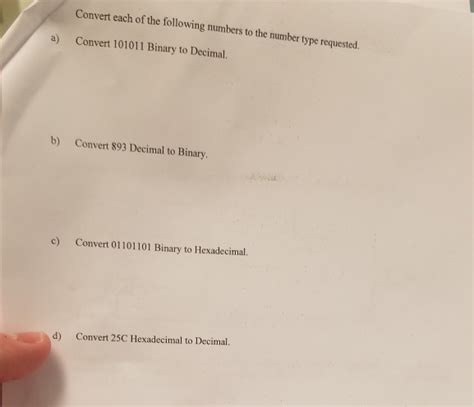 Solved Convert Each Of The Following Numbers To The Number