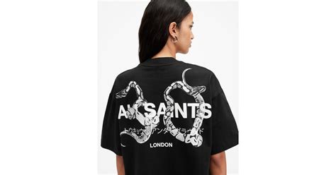 Allsaints Oversized Printed Organic T Shirt In Black Lyst