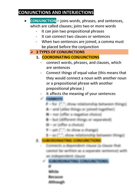 SOLUTION: Conjunctions and Interjections - Studypool