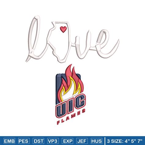Uic Flames Logo Embroidery Design Ncaa Embroidery Sport Em Inspire