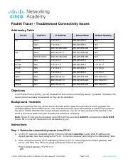 Packet Tracer Troubleshoot Connectivity Issues Pdf Packet Tracer Troubleshoot