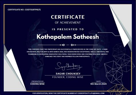 hackathon codeofduty ai machinelearning coding problemsolving… kothapalem satheesh