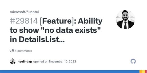 Feature Ability To Show No Data Exists In DetailsList Component Issue Microsoft