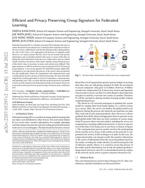 Efficient And Privacy Preserving Group Signature For Federated Learning Deepai