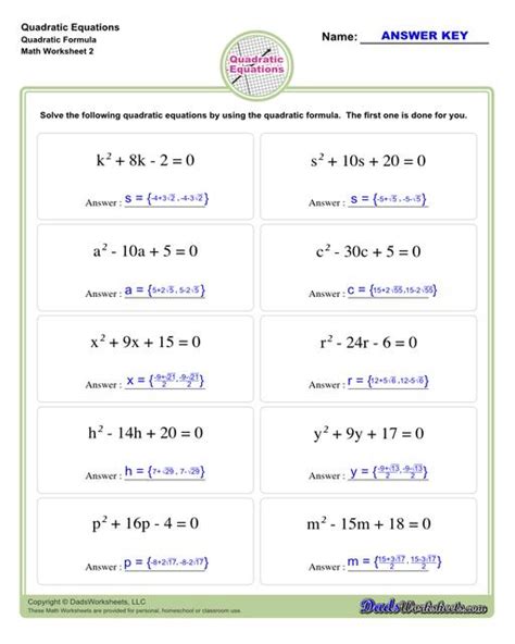 Finding Quadratic Equation From 3 Points Worksheet Pdf