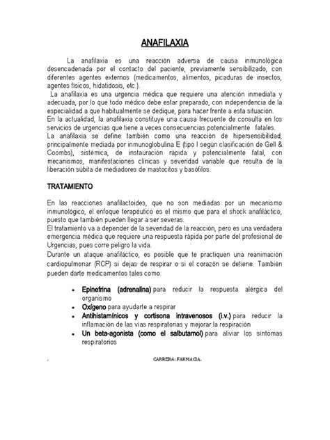 Anafilaxia Pdf Alergia Causas De La Muerte